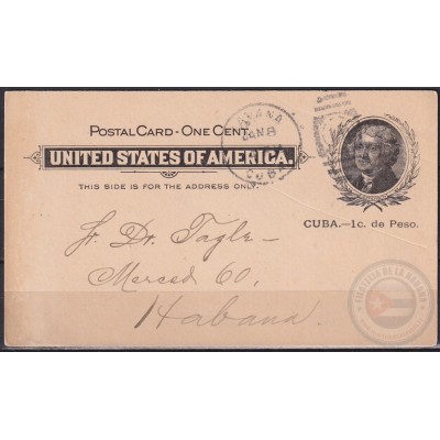 1899-EP-258 CUBA US OCCUPATION 1899 1c POSTAL STATIONERY CARD HAVANA ...